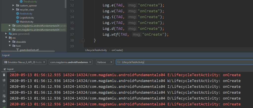 Logging in Android – Magda Miu